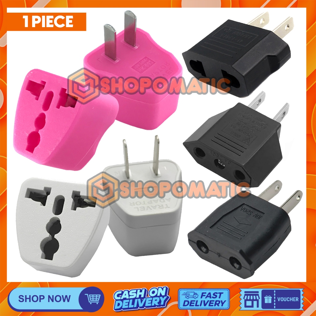 SHOPOMATIC Round To Flat AC Plug Adapter Adaptor | Shopee Philippines