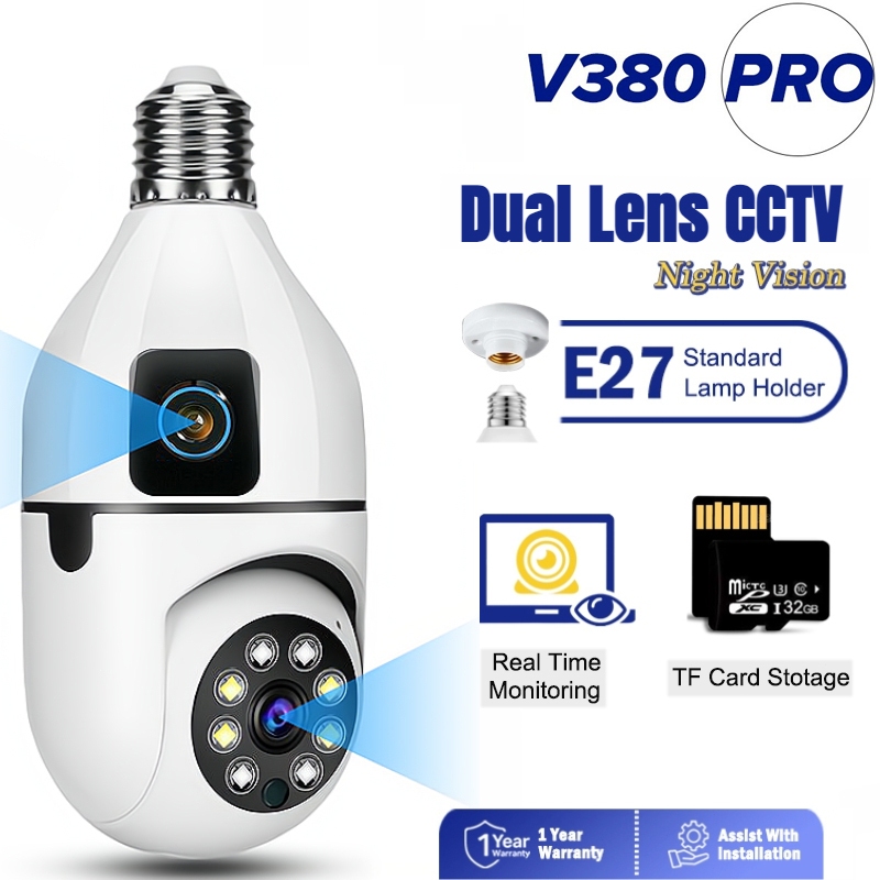V380 Pro 4MP E27 CCTV Bulb Dual Lens CCTV No WIFI Needed Camera Wifi ...