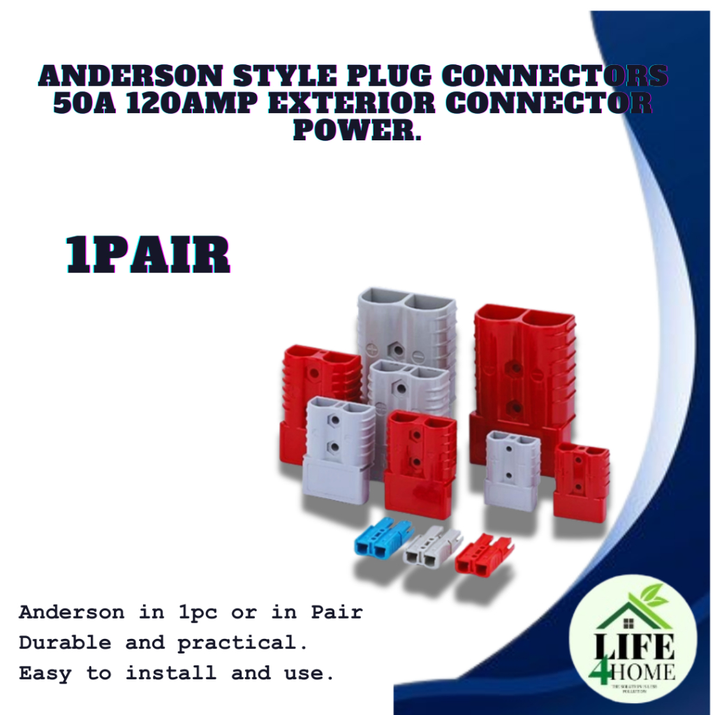 Anderson Style Plug Connector's 50a 120amp Exterior Connector Power ...