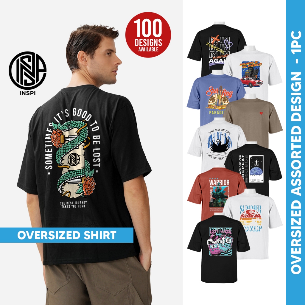 COLLAB by Inspi Assorted Oversized Tshirt For Men Women Random Graphic ...
