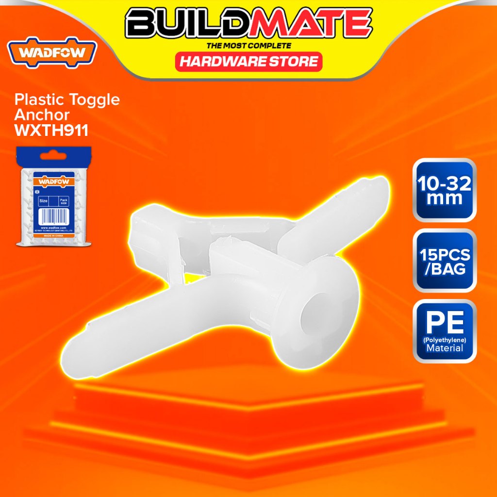 BUILDMATE Wadfow Plastic Toggle Anchor 10-32mm / 10-40mm Plastic Winged ...