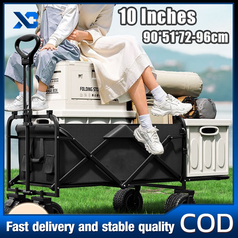 XC Camping trolley cart wagon trolley With Storage Basket Folding Wagon ...
