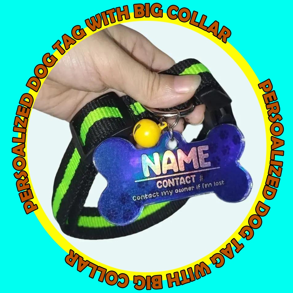 Personalized Acrylic Dog Tags with Big Collar and Bell | Shopee Philippines