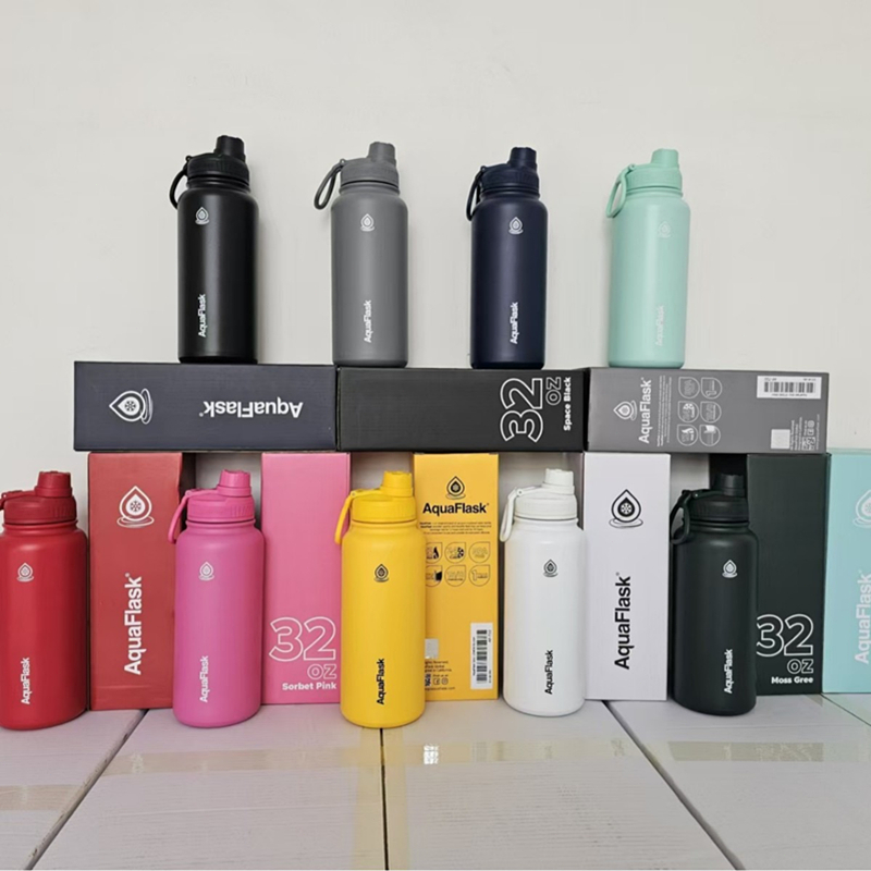 Aqua Flask 22oz Arctic White Wide Mouth with Spout Lid Vacuum Insulated Drinking Water Aqua ...