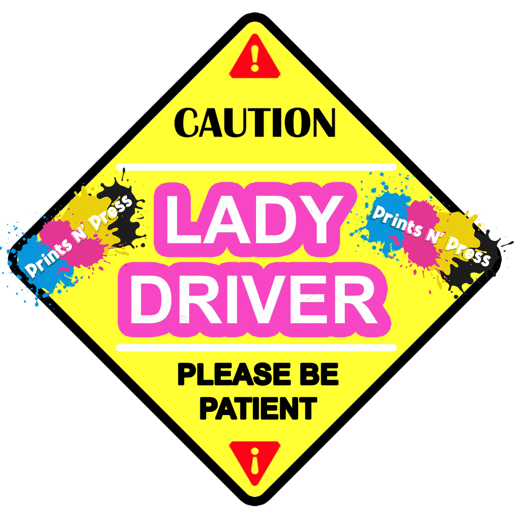 lady driver/lady rider/new driver (2pcs) Size is taken from top to ...