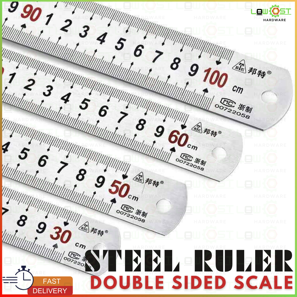 Measuring Double-sided Scale Ruler Steel Aluminum Ruler Drawing ...