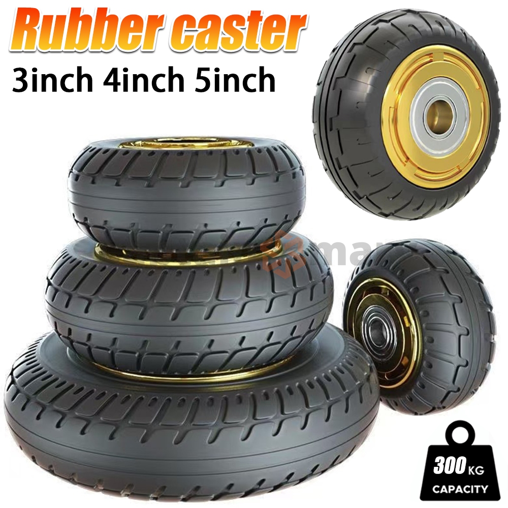 Heavy Duty Silent Rubber Wheel Tire Push Cart Wheels Steel Body For ...