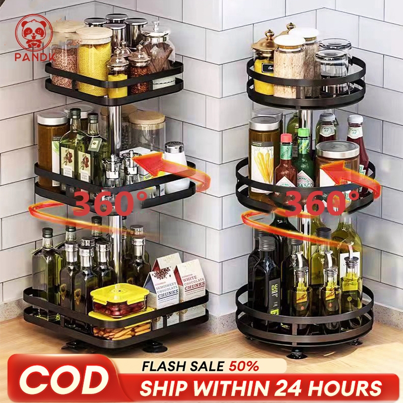 PADNK 2/3 Tier 360° Rotating Spice Rack Organizer Steel Adjustable ...
