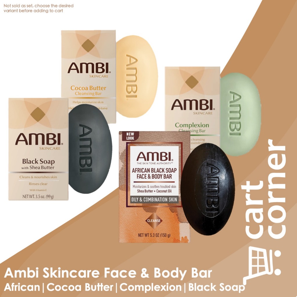 Ambi Skincare Face & Body Bar | African Black Soap | Cocoa Butter ...