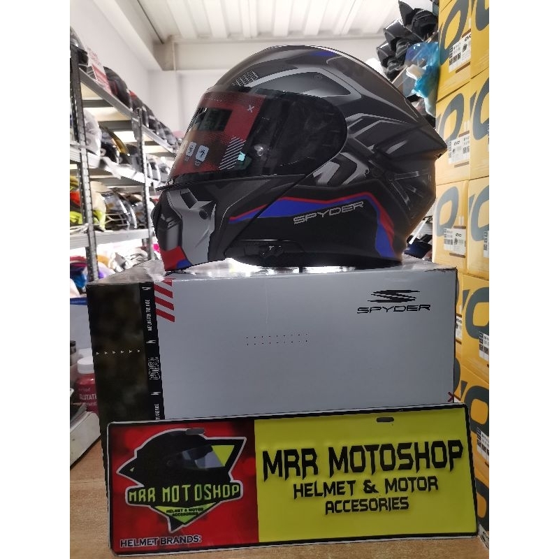 spyder force Alfred watermax matteblack blue red modular helmet ...