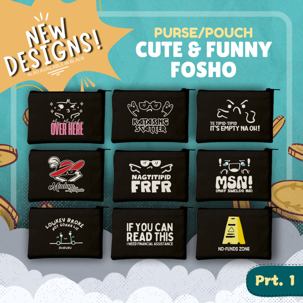 PinCode Depot High Quality Quirky Punny Designs Black Coin Purse/Wallet ...