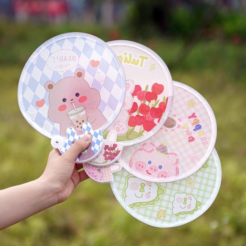 Folding Fan Portable Cute Outdoor Cartoon Fan Reflective Board Folding ...