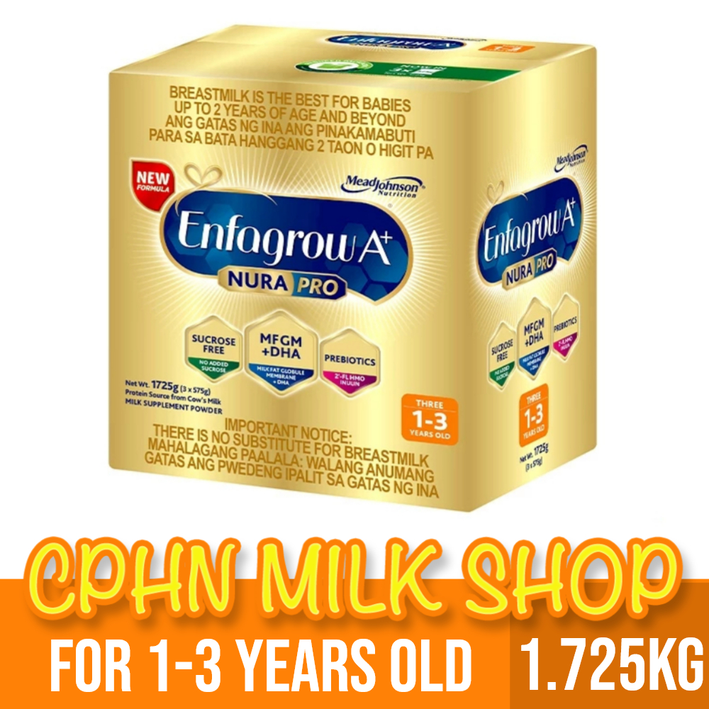 Enfagrow A+ Three NuraPro 3.45kg | 2.75kg |2.3kg | 1.725kg | 1.15kg 1-3 Years OldMilk Supplement ...
