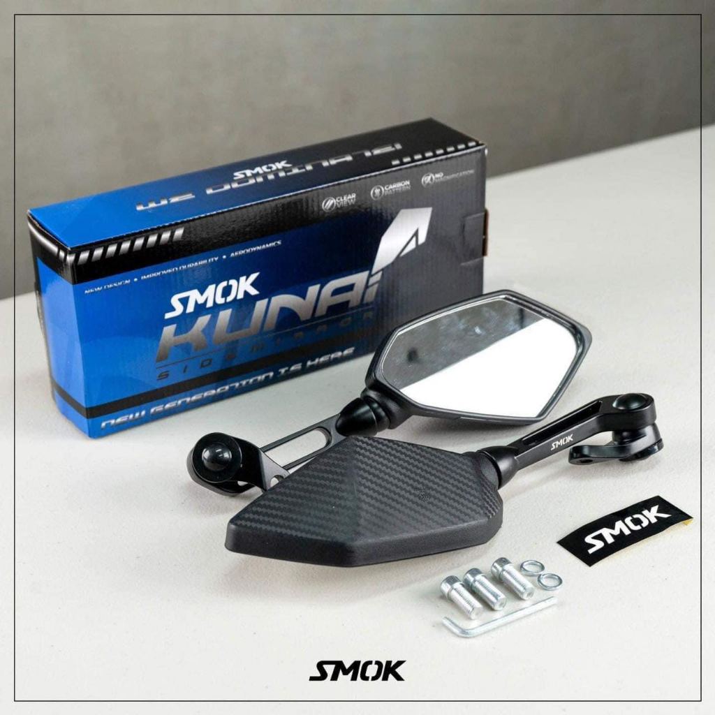 Smok side mirror kunai model carbon look black universal | Shopee ...