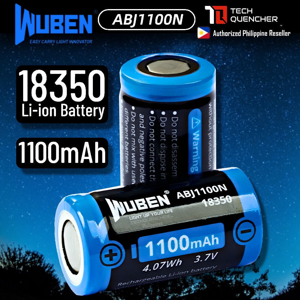 Wuben ABJ1100N 18350 Battery - Rechargeable 1100mAh - Li-ion Battery ...