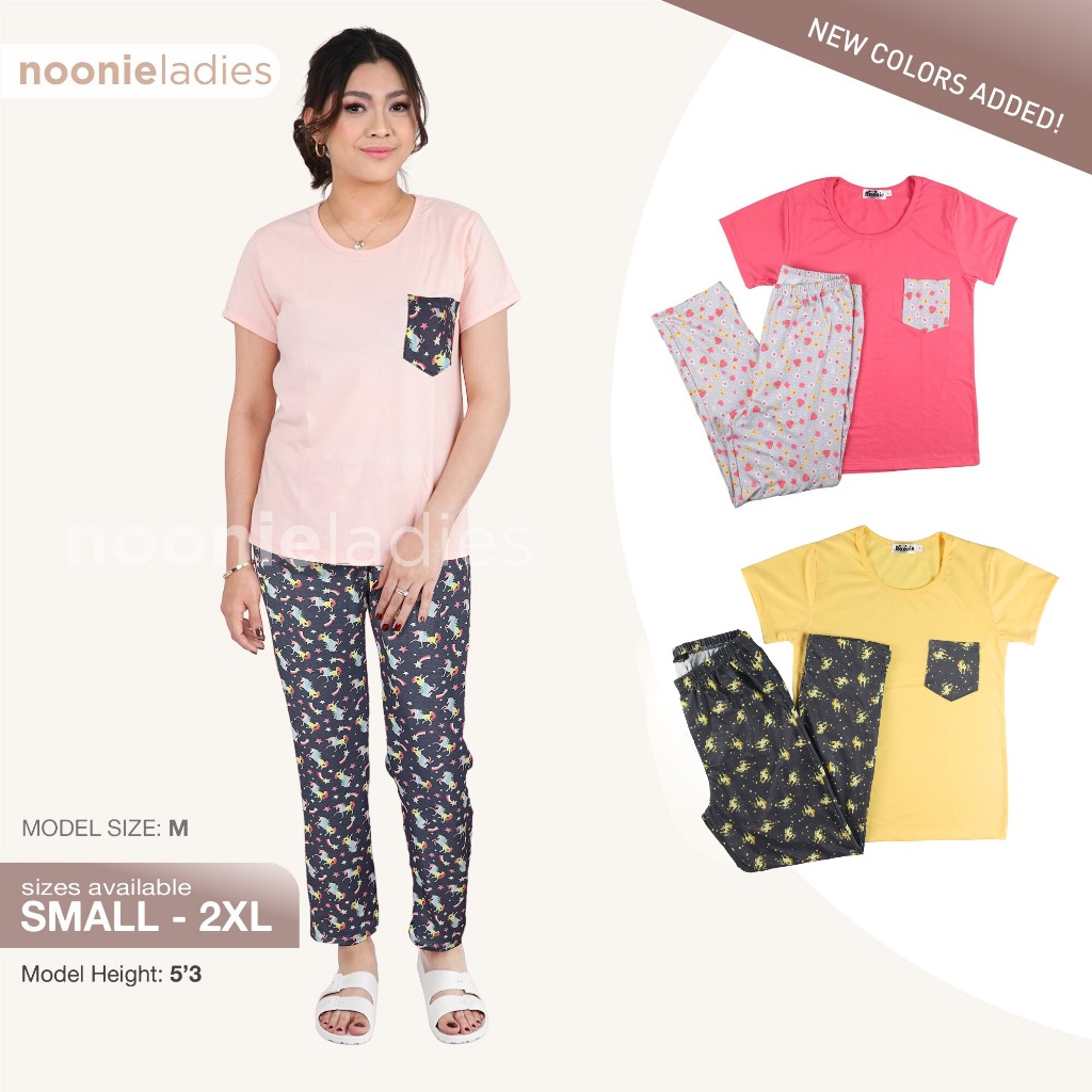 Noonie - Ladies Terno (S-2XL) - Cotton T shirt & Pajama Set - Sleepwear ...