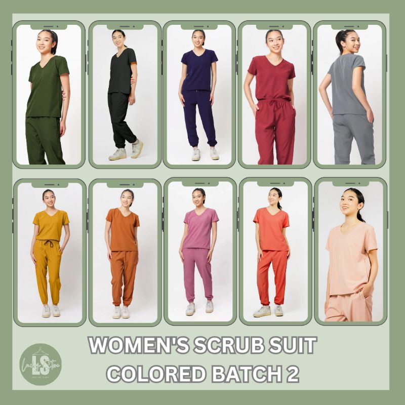 HTP Basics Women's Unifit Scrub Suit (Semi-fitted Top + Jogger Pants ...