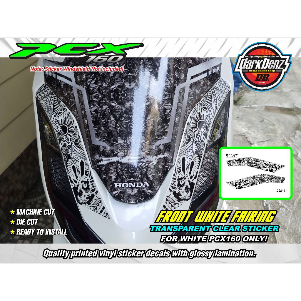 Honda PCX 160 Transparent Clear Printed Sticker Decals for White ...