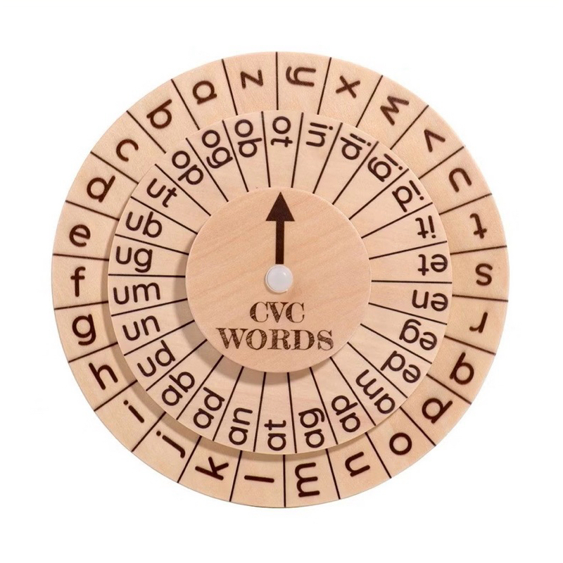 CVC Word Wheel Spelling Puzzle Montessori Wooden Educational Toy ...