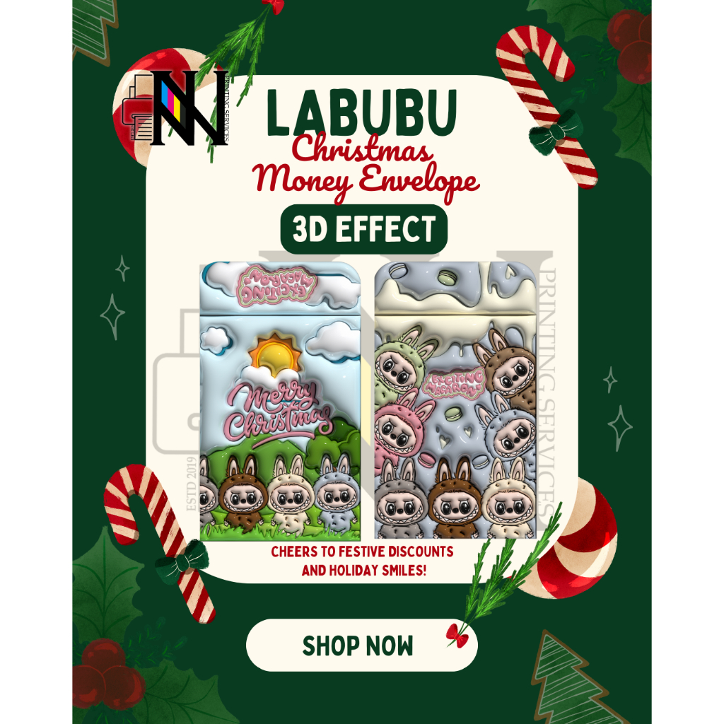 LABUBU 3D EFFECT CHRISTMAS MONEY ENVELOPE AMPAO ANGPAO FOR CHRISTMAS ...