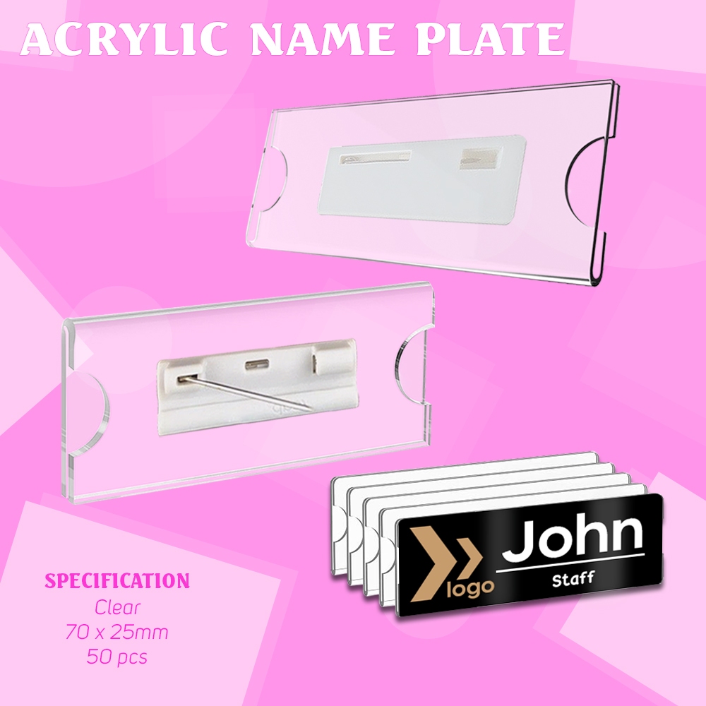 BLANK Insertable Acrylic Nameplate 10pcs & 50pcs (70×25mm) | Shopee ...