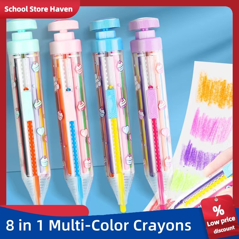 8 in 1 Multi-Color Crayons Retractable Crayons Art Graffiti Painting ...