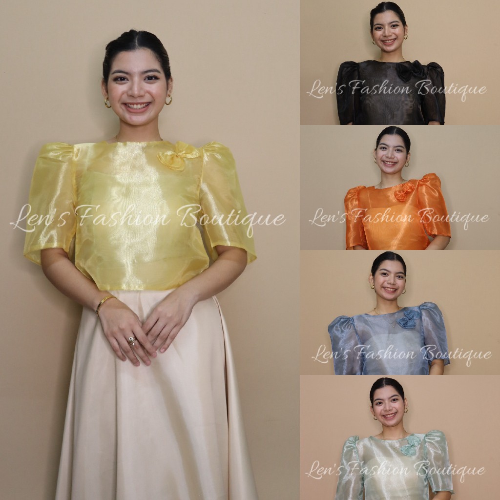 Modern Filipiniana Kimona Top w/ Small Ribbon (Organza) | Shopee ...