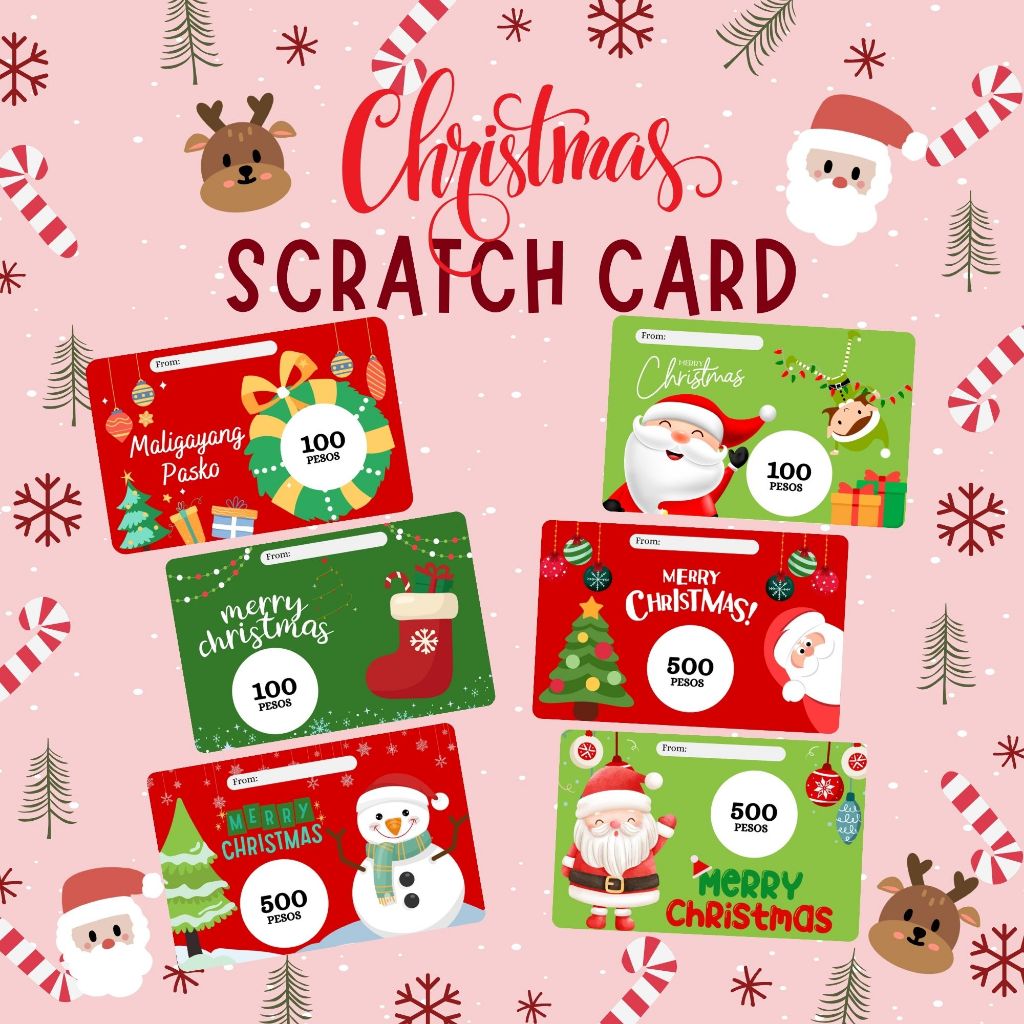 Christmas Scratch Card 10pcs per pack Holiday Gift Card | Shopee ...