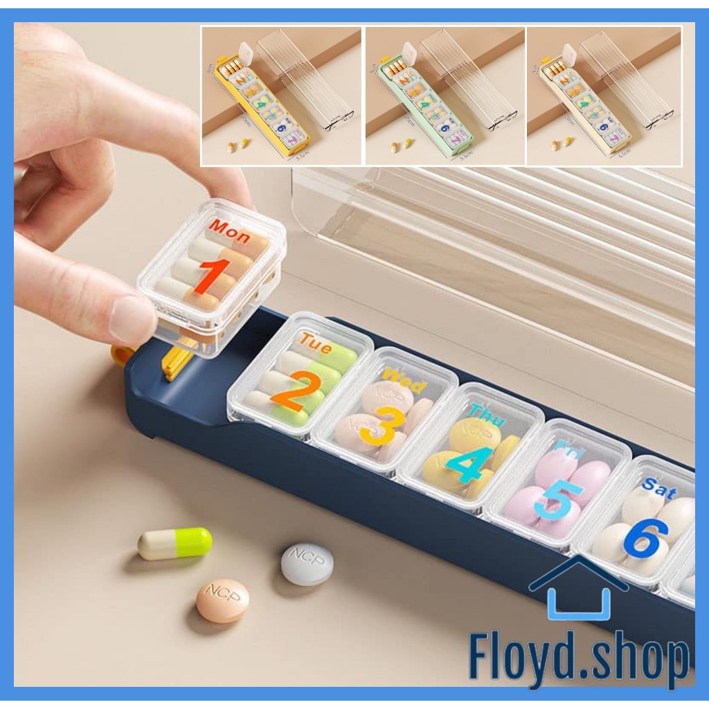 7-Day Portable Pill Box with Daily Compartments Weekly Pill Organizer ...