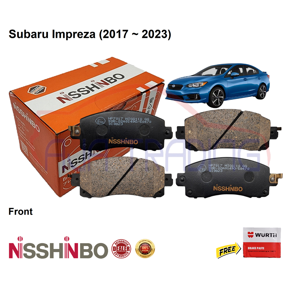 Genuine Nisshinbo Front Brake Pads for Subaru Impreza (2017 - 2023 ...