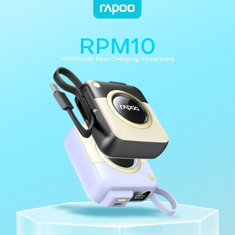 Rapoo RPM10 10000mAh Fast Charging with Built-in Cable Powerbank ...