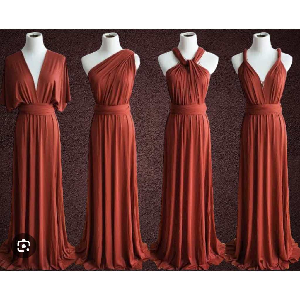 RUST ORANGE Infinity Dress Floorlength with Attached Tube | Shopee Philippines
