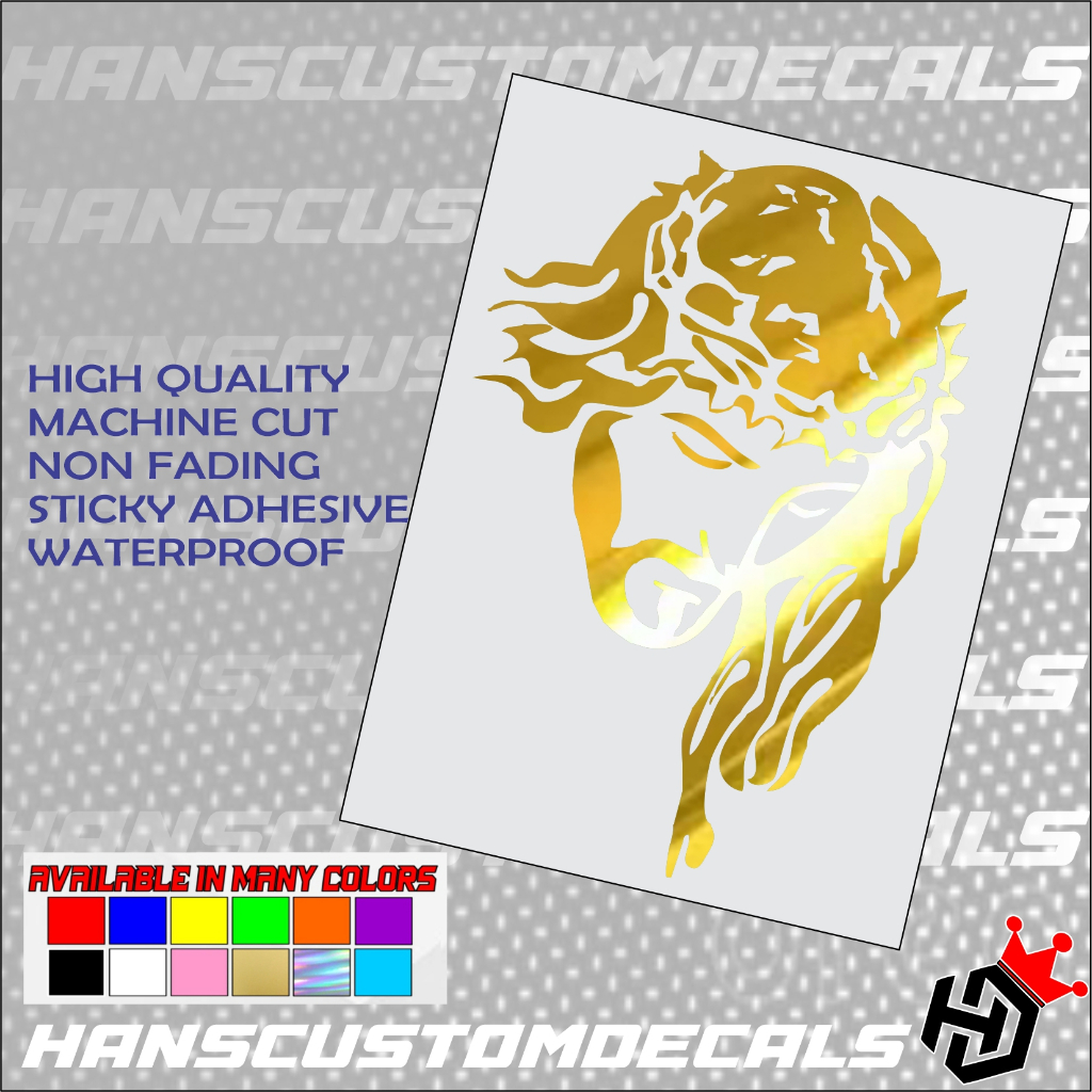 jesus face design 2 diecut machine cut sticker 4inches long waterproof ...