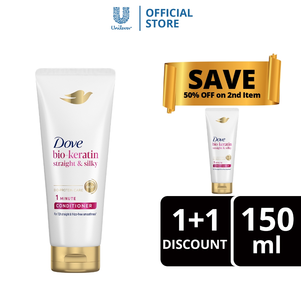 Dove Bio-Keratin Straight and Silky Conditioner 150mL Buy 1 Get 2nd at ...
