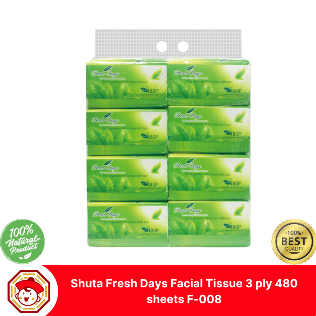 Shuta Fresh Days Facial Tissue 3 ply 480 sheets Organic F-008 Wood pulp ...
