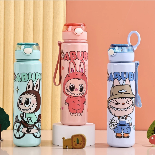 LABUBU Frosted Water Bottle 800ML Cute & Durable Bottle for Kids ...