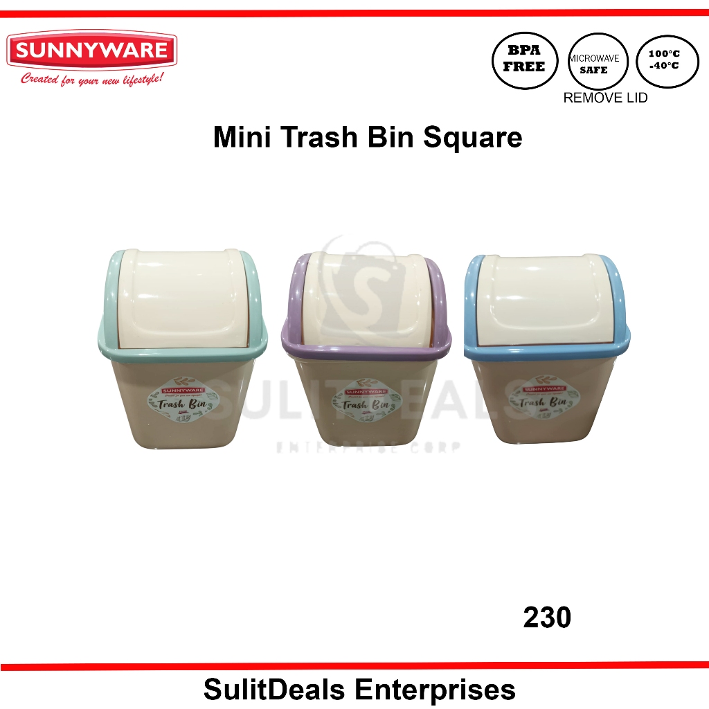 Sunnyware 5 Liter Mini Trash Bin Square - Green Violet Blue (230 ...