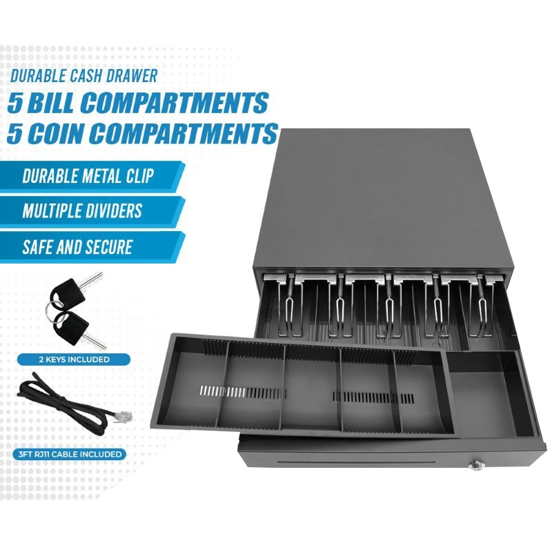XP-405 Heavy Duty Cash Drawer Manual and Automatic POS System 5 Bills ...