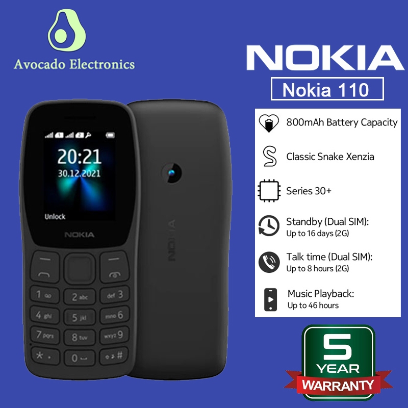 Nokia 110 Keypad Phone 1020mA Feature Phone Dual SIM Long Standby ...