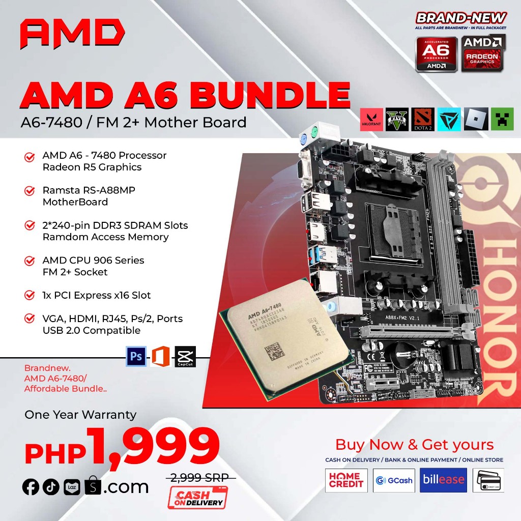 BRANDNEW BUNDLE MOTHERBOARD PROCESSOR AMD A6 7480 | Shopee Philippines