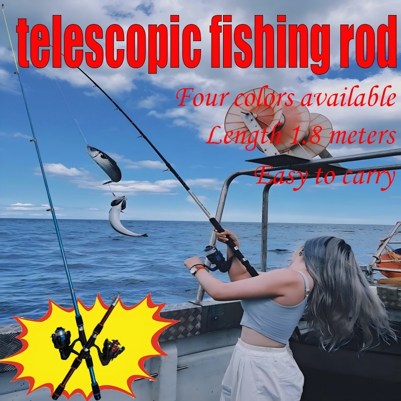 Telescopic fishing rod, length 1.8 meters, four colors to choose from ...