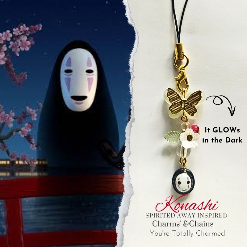 KONASHI 10mm Phone CHARM Spirited away No Face ghibli lanyard cartoon ...