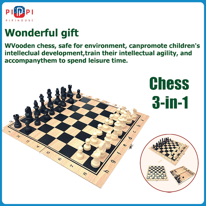 3 in 1 wooden folding chess set parent-child interactive board game ...