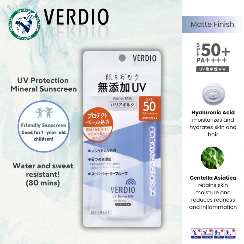 OMI Menturm Verdio UV Barrier Milk Mineral Sunscreen SPF50 PA++++ 80g ...
