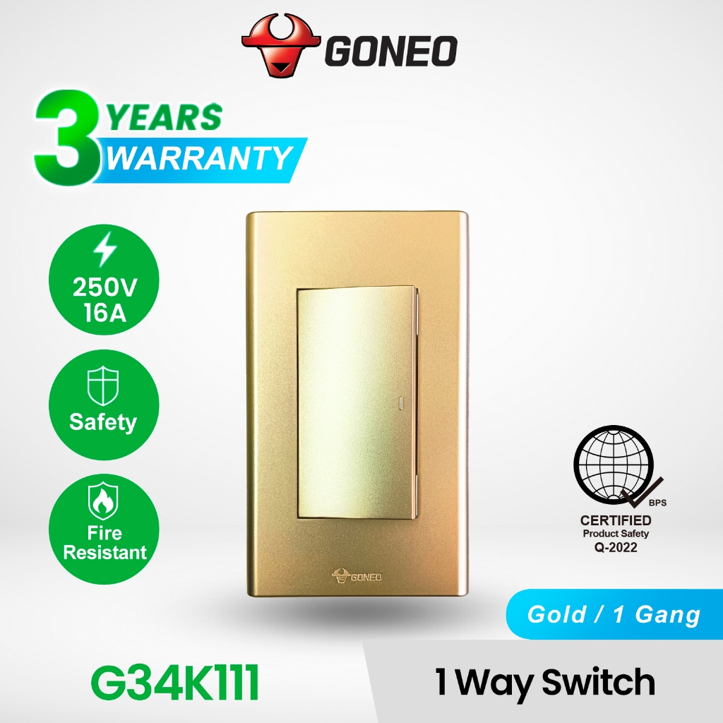 GONEO 1 Gang 1 Way Switch 16A with High Power Rating and Flame Radiant ...