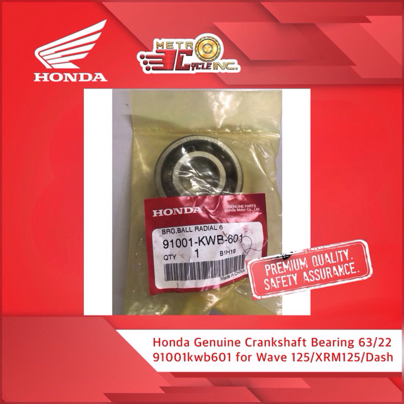 Honda Genuine Crankshaft Bearing 63/22 91001kwb601 for Wave 125/XRM125/Dash | Shopee Philippines