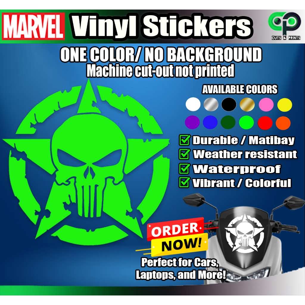Punisher Logo 2 (Marvel) 3" to 7" Vinyl Sticker (For Laptop, Motorcycle ...