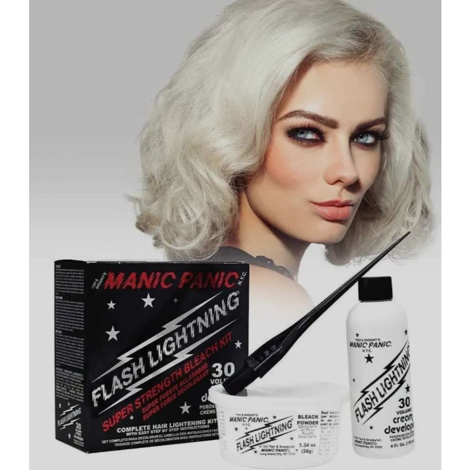 Manic Panic Flash Lightning Super Strength Bleach Kit 30 Volume Cream Developer Mall Pullout ...