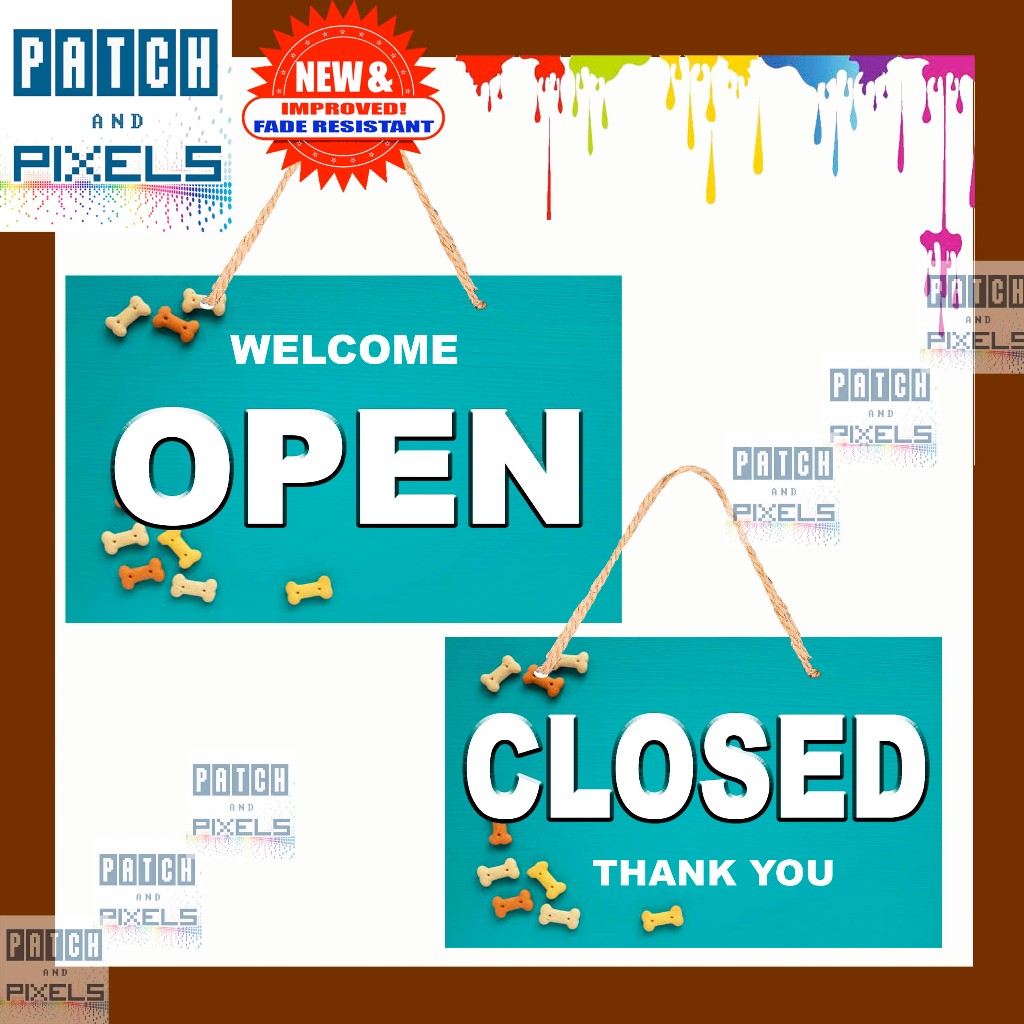 Patch and PIxels Pet Shop Open Close Sign Sintra Board (Back to Back ...