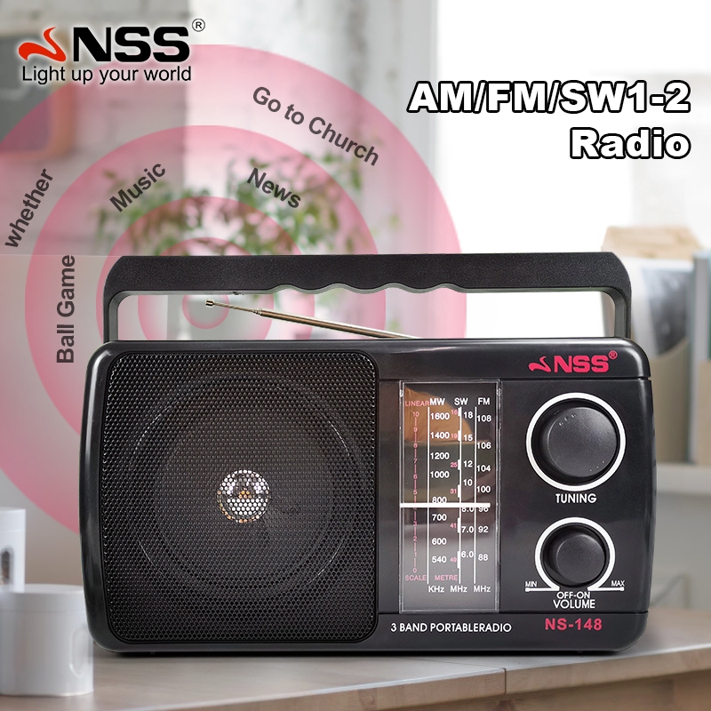 NSS Portable Radio AM/FM SW1-2 3Band Radio Audio Player AC DC Multi ...